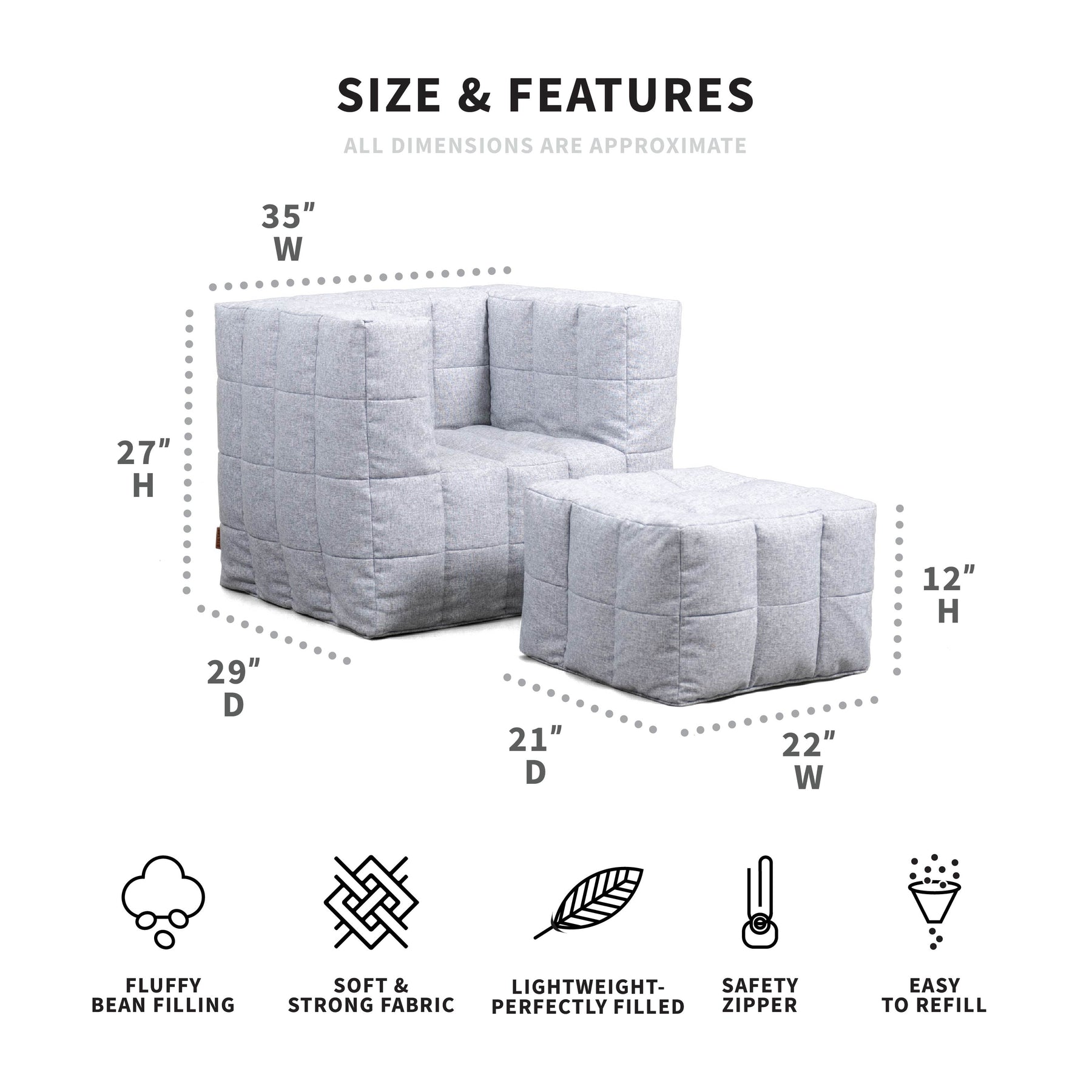 Cube Chair with Ottoman | Big Joe® Lounge Chairs