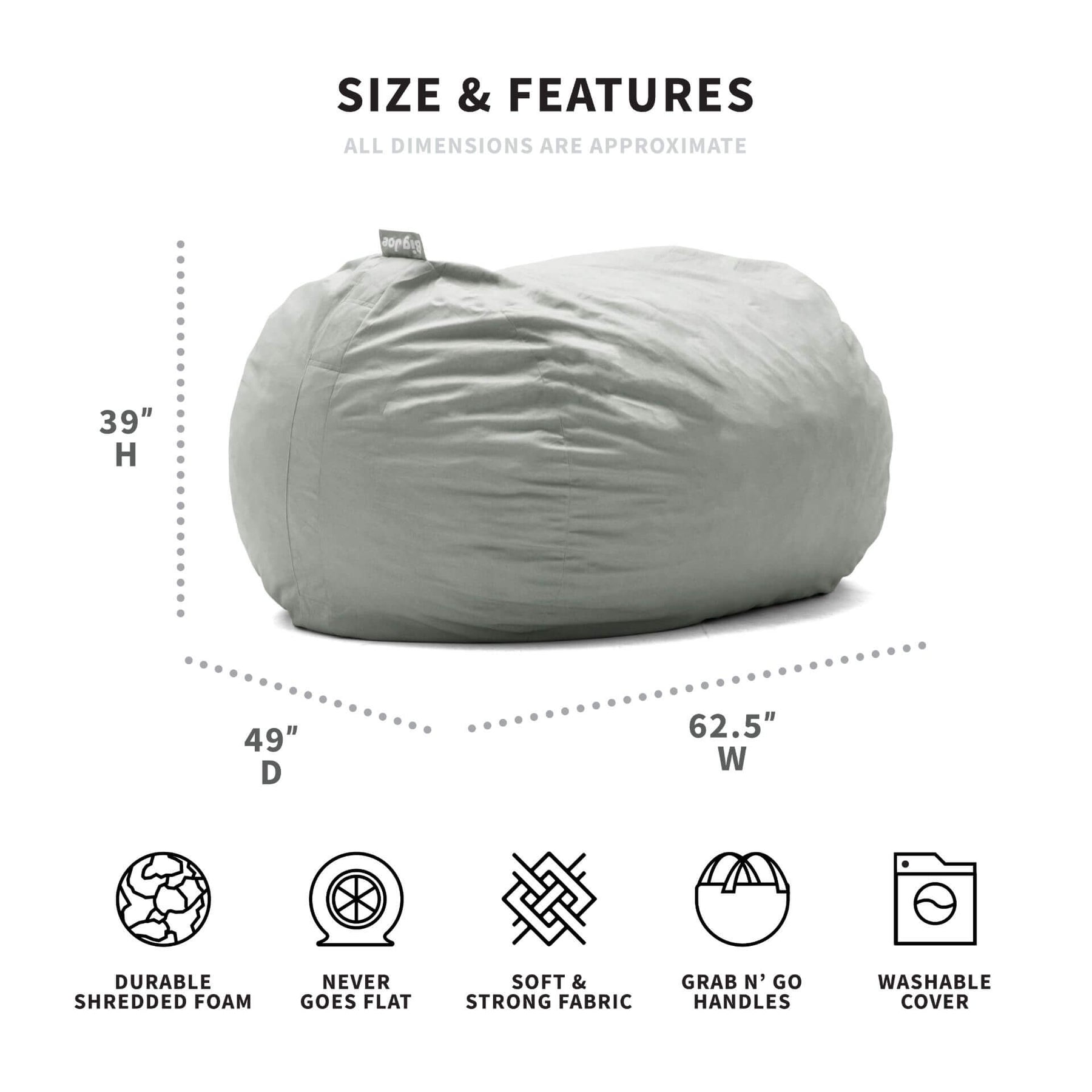 Fuf® XL Huge Bean Bag Chair | Big Joe® Foam Bean Bag Lounger